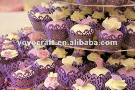 Weeding Laser Cut Cupcake Wrappers , fence design Laser Cut cupcake holder