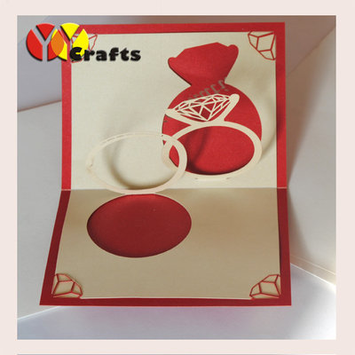 Laser cut 3D Pop Up Card ring design personalize wedding card