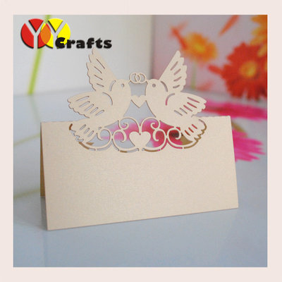 Laser cut Wedding Table Place Cards love couple doves design 9x9 cm