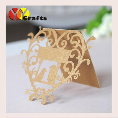 Love Birds Wedding Table Place Cards  with laser cutting name logo