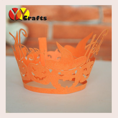 laser cut orange pumpkin cupcake wrappers for Halloween cupcake decorations
