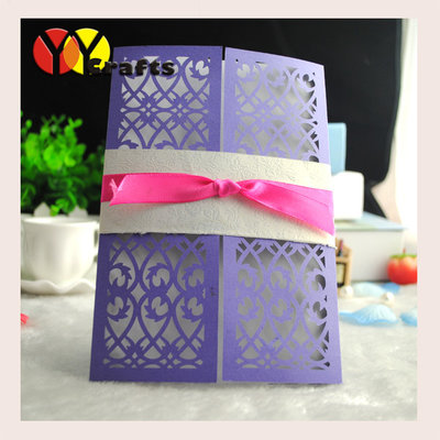 wedding invitation card 2016 New White Ribbon  Lace Laser Cut DIY Wedding Invitations Printable Wedding Invitation Card