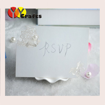Laser cut  flower white Wedding Invitation Rsvp Card small card with printing