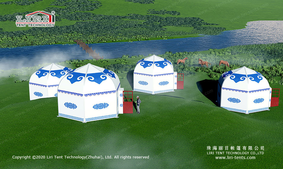 8M Round top Yurt Tent with printing for Glamping Hotel