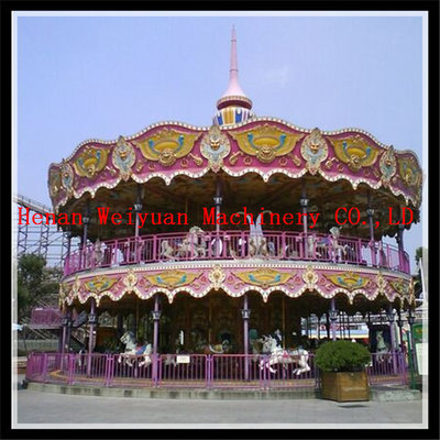 romantic amusement playground horse rides double floor carousel with LED light supplier