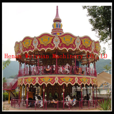 romantic amusement playground horse rides double floor carousel with LED light supplier