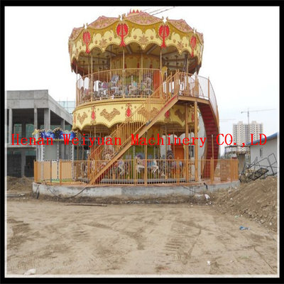 Nice Painting amusement park deluxe double decker carousel rides for sale supplier