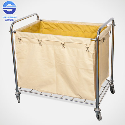 Efficient Rectangle Laundry Serving Trolley With Wheels / Hospital Laundry Carts