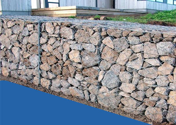 Zinc Coated Galfan Pvc Coated Gabion Box / Basket Gabion Mesh 100*120mm
