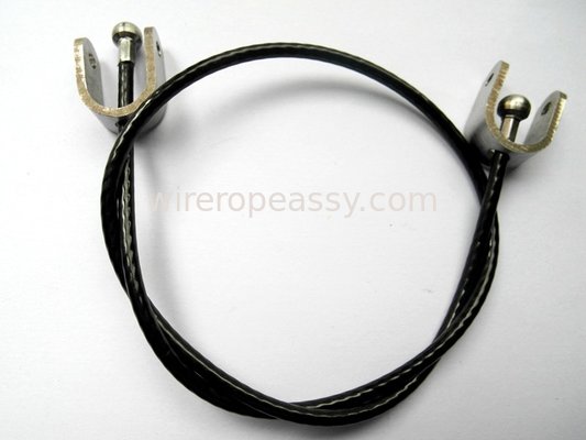 2.4mm Glavanized Steel Cable Assembly Black PA U Shape Terminals