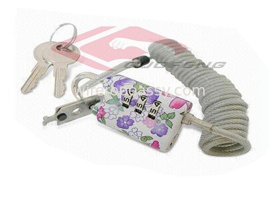Stainless Steel 4 Dial Combination Coil Cable Lock For Notebooks