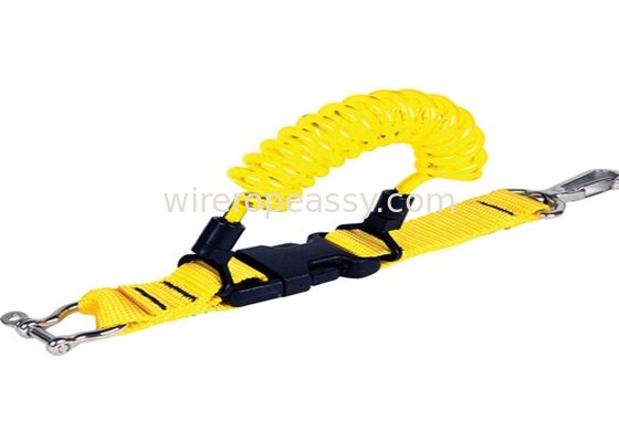 Yellow Plastic Diving Retractable Tool Lanyard With Plastic Swivel Hooks Belts