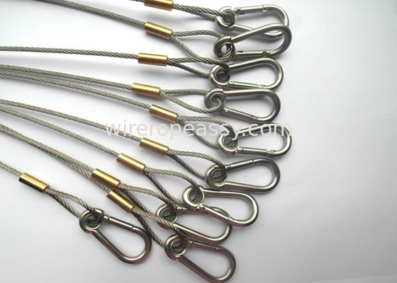 3.2mm Stainless Safety Cable 5*50mm Carabiner Brass Ferrules ISO