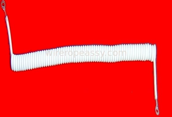 3.0mm White Steel Coiled Spiral Safety Tool Lanyards Eye Terminal Ends
