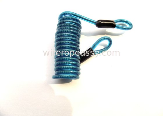 Galvanized Blue PU Coated  Safety Tool Lanyards High Tension With Loop