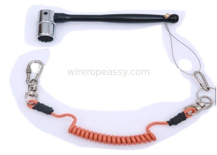 Orange Green 4.0mm Spanner / Wrench Tool Safety Lanyard Round Wire