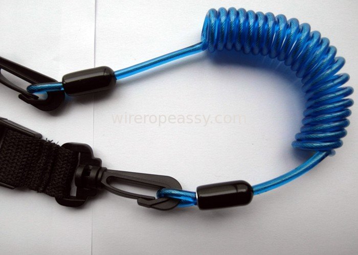 4.0mm Safety Tool Lanyards Blue Coil Spring Cable with 