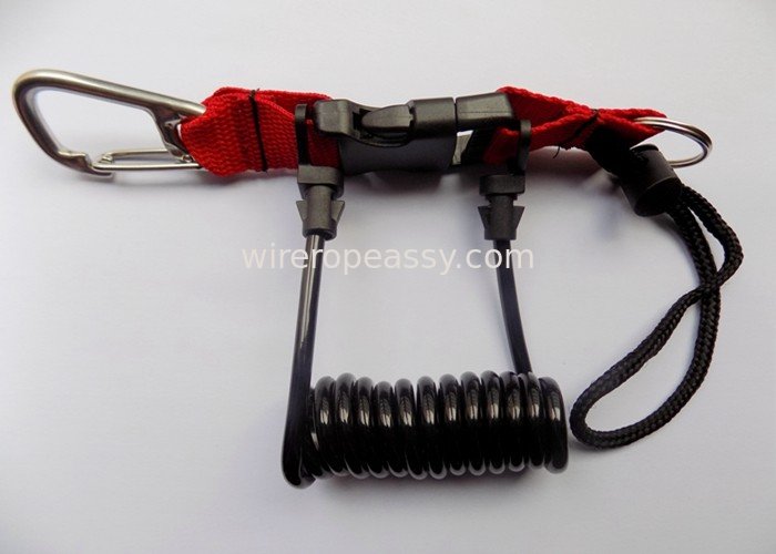 PU Covered Coil Lanyard with Stainless Steel Fitting for Camera Housing