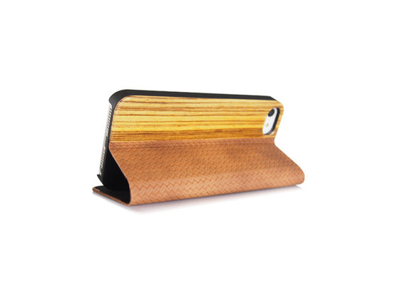 Customizable Ultra Thin Wooden Cell Phone Case Iphone5 / 5S Leather Folio Case