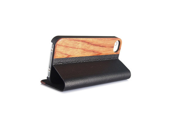Recycled Hand Crafted iPhone Leather Folio Case Wood Mobile Phone Covers
