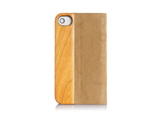 Eco-friendly Flip Wooden iPhone 4 Cover Custom Leather Cell Phone Cases
