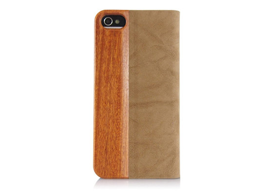 Leather Book Style Wooden iPhone 4 Cover / Wooden iPhone Back Covers