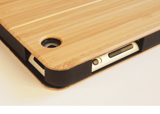 Handmade Bamboo iPad 4 Leather Folio Case With Awake Universal for iPad 2 / 3 / 4