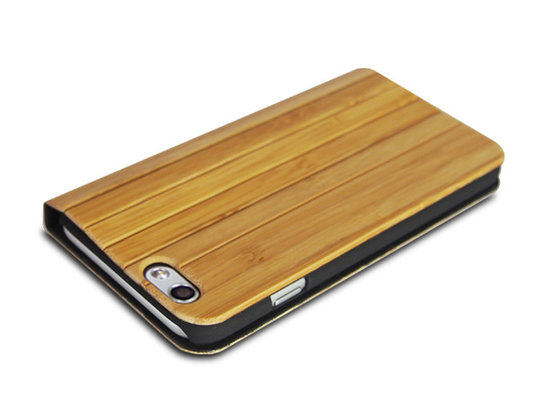 Handmade Bamboo Flip Apple iPhone Leather Folio Case Anti radiation and Waterproof