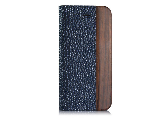 Waterproof Rosewood and Leather Cell Phone Case , Folio Mobile Phone Protection Case