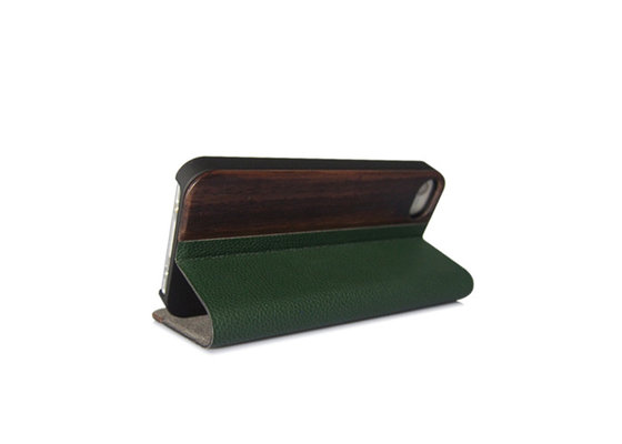 Personalized Luxury Leather Folio Wooden iPhone 4 Cover / Mobile Phone Protection Cases
