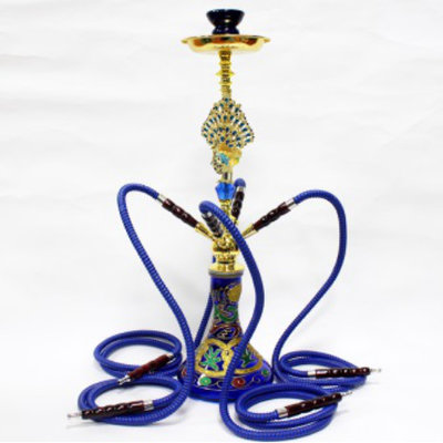 Woyu India Style 4 Silicone Pipes Peacock Pole Resin and Glass Hookah Shisha Nargile