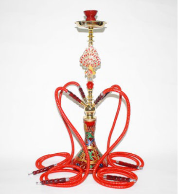 Woyu India Style 4 Silicone Pipes Peacock Pole Resin and Glass Hookah Shisha Nargile