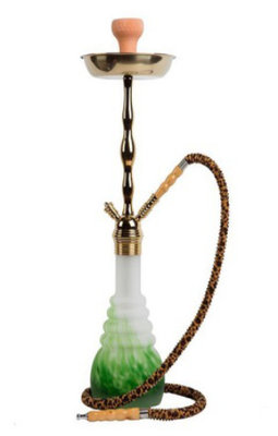 Colorful Glass Vase Zinc Alloy Hookah Shisha Nargile with Carbon Plate and Tobacco Bowls LED Light