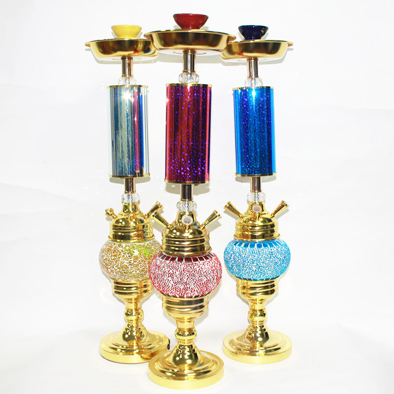 Woyu Luxury Iron Hookah Perfect Nargile with 2 LED Light Fit for Upmarket Bars and Clubs