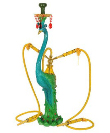 Woyu Chinoiserie Green Peacock Advanced Hookah Resin Material 2 Tubes Charcoal Shisha Nargile Lounge