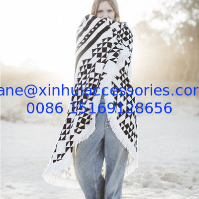 150CM 100% Cotton Roud Bohemia Printed Tassel Knitted Beach Towel Aztec round beach towel supplier