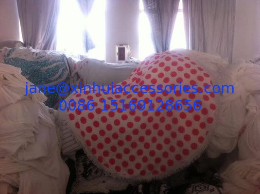 inventory stock round beach towels with tassels cheap circular beach towels factory outlet supplier