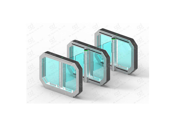 Full Automatic Waist Height Glass Arm Security Swing Gate With Post Card Reader