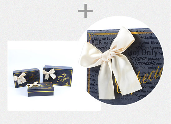 Cajas de regalo decorativas negras de la cartulina, base del Bowknot y cajas de cartón únicas de la tapa