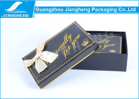 Cajas de regalo decorativas negras de la cartulina, base del Bowknot y cajas de cartón únicas de la tapa