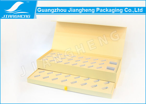 Double - Deck Insert Essential Oil Packaging Boxes , Yellow Rectangular Gift Box