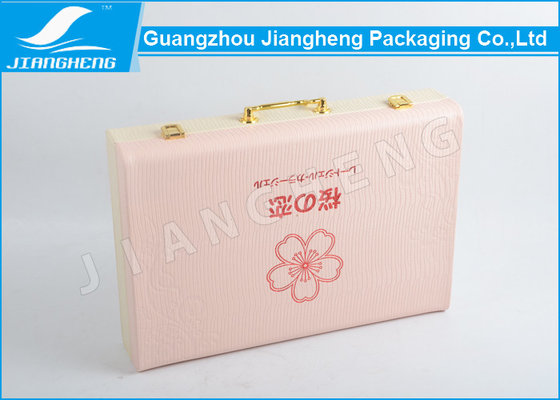 Caja de cuero personalizada caja de empaquetado del color del regalo cosmético rosado lindo de la imitación de cuero