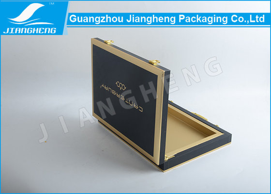 Cajas de lujo negras de madera de la caja/de regalo del té del MDF del estilo atractivo con el logotipo de oro