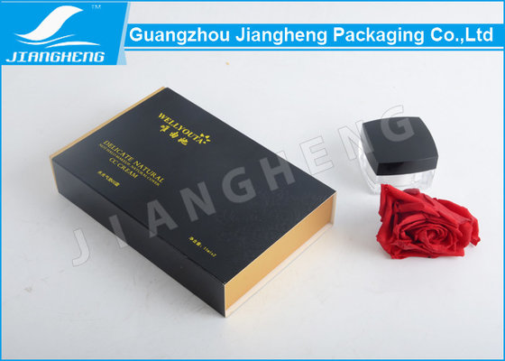 Caja de embalaje del papel de la tarjeta del oro de los productos de la crema de cara con forma plástica del cajón del parte movible