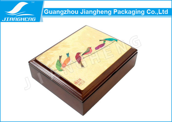 Glossy Lamination Wooden Packaging Boxes , Wooden Wine Gift Boxes