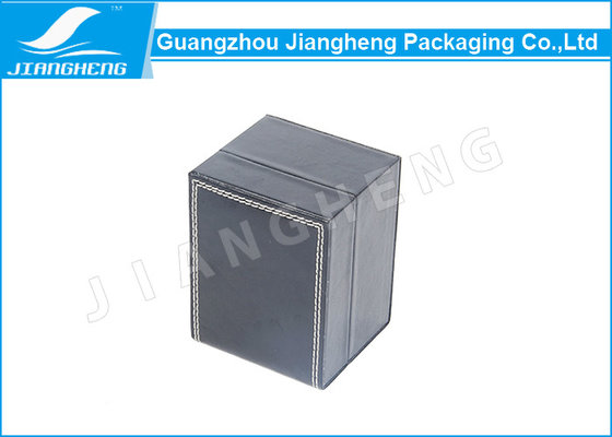Caja de reloj negra de cuero rectangular de la PU de las cajas de regalo del reloj de los hombres sola con la costura