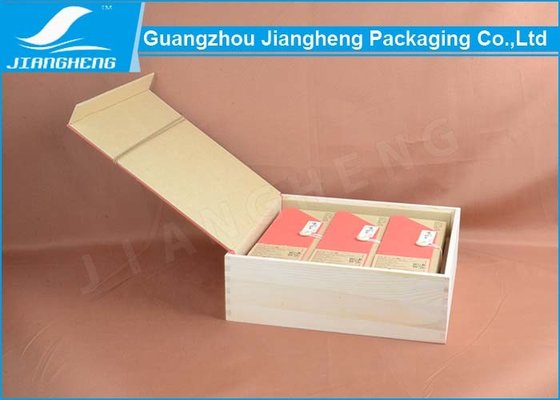 Tipo formado libro de lujo caja inacabada de madera del juego de té de la caja de regalo con impreso