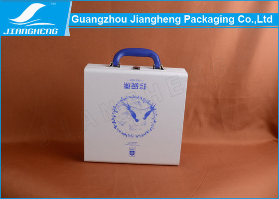 SGS White PU Leather Packaging Box Customized Logo With EVA Padding Insert