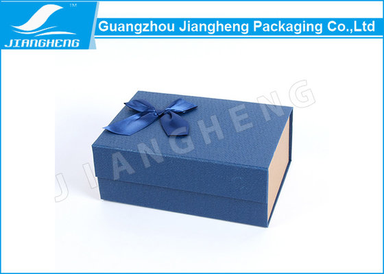 Magnetic Closure Bowknot Special Blue Paper Folding Packaging Boxes Customized