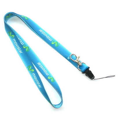 Polyester Cell Phone Neck Lanyard , Blue Dye Sublimation Lanyards
